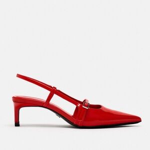 Zara | Shoes | Zara Red Strappy Slingbacks Patent Finished Shoes 224 ...